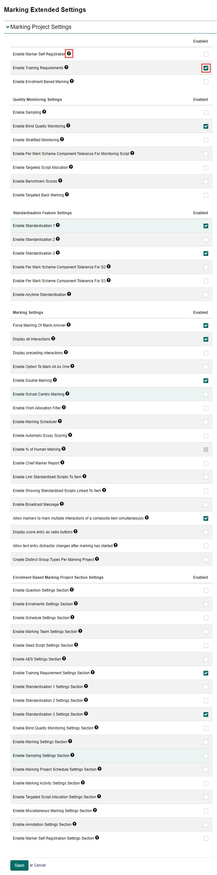 Marking settings - Janison-Insights
