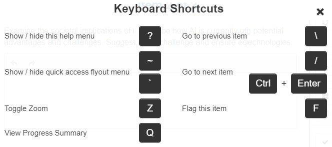 Keyboard shortcuts - Janison help for test-takers